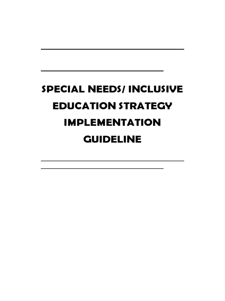 Special Needs Inclusive Education Strategy - Implementation Guidelines ...