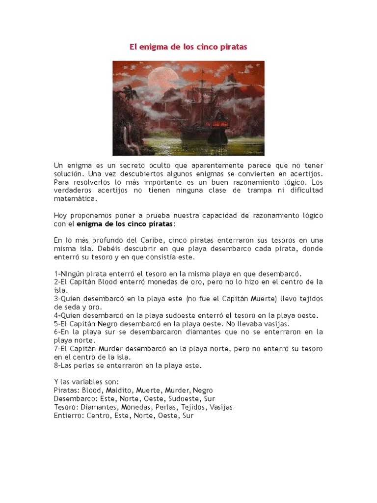 El Enigma de Los Cinco Piratas | PDF | Ocio | Science