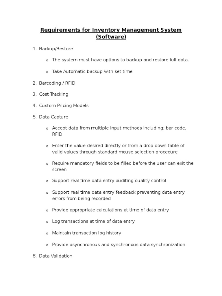 Inventory Management System Checklist | PDF | Radio Frequency ...