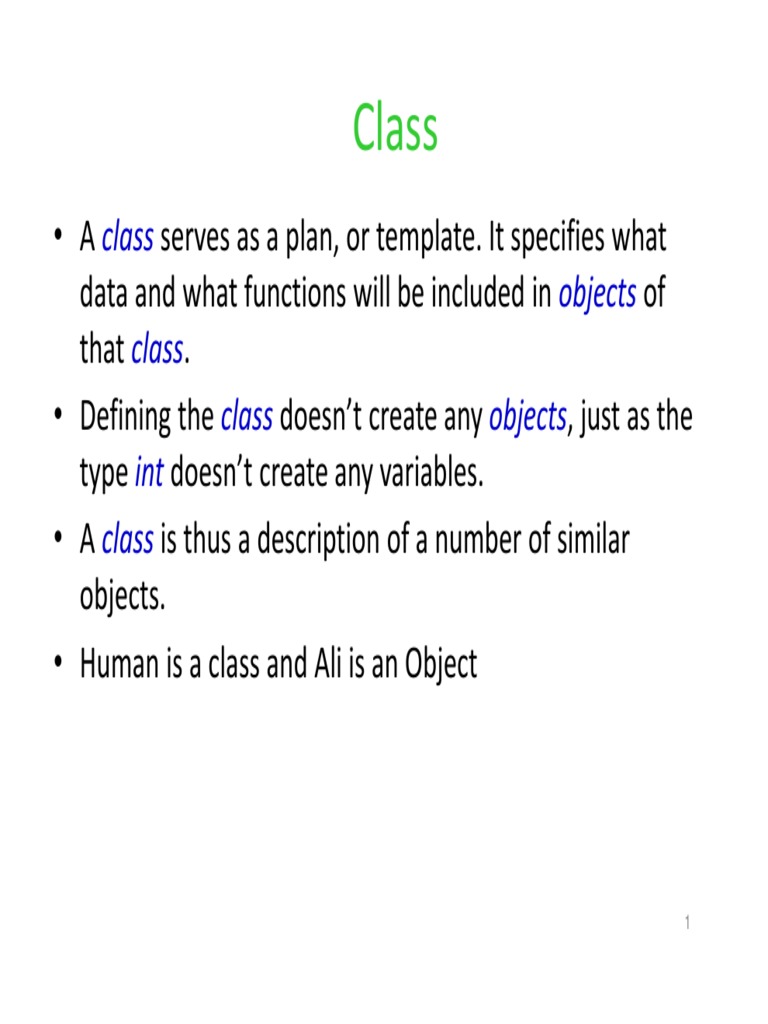 Object Oriented Programming Objects And Classes Pdf Class 3173