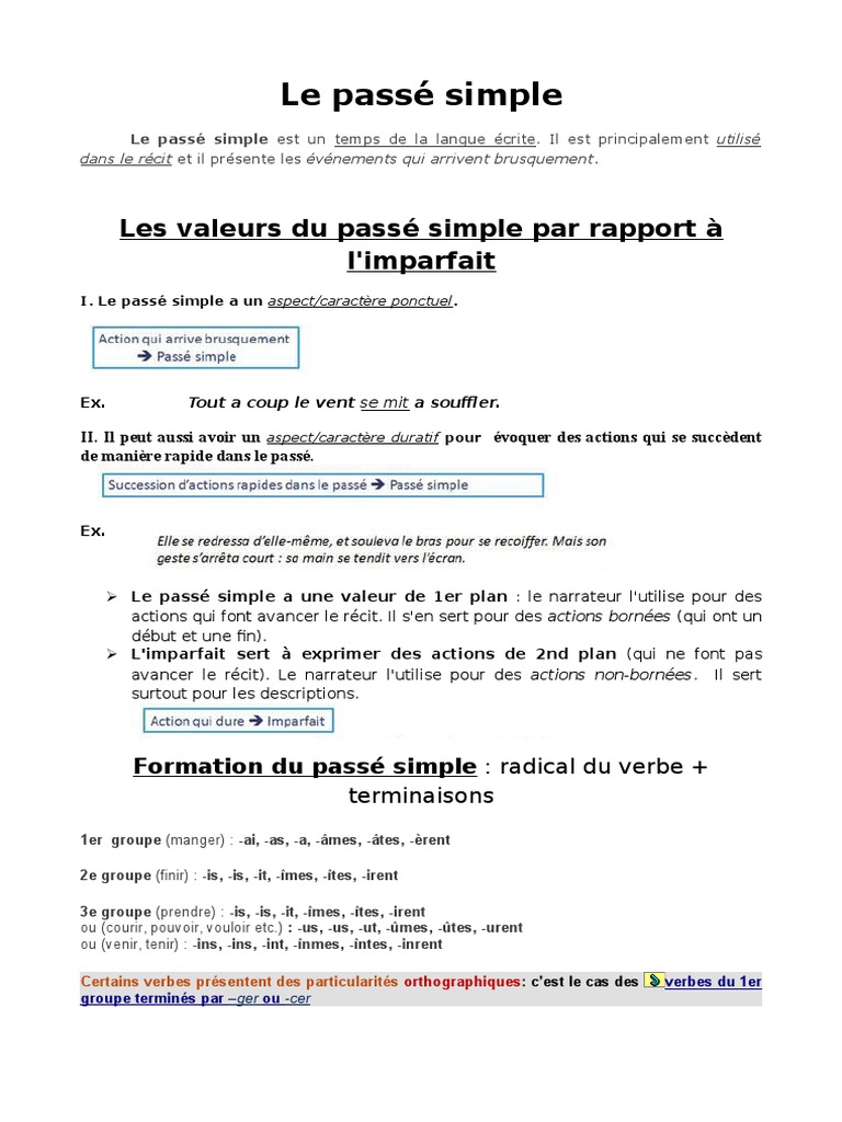 Comprendre le passé simple en français | PDF | Arts du langage et ...