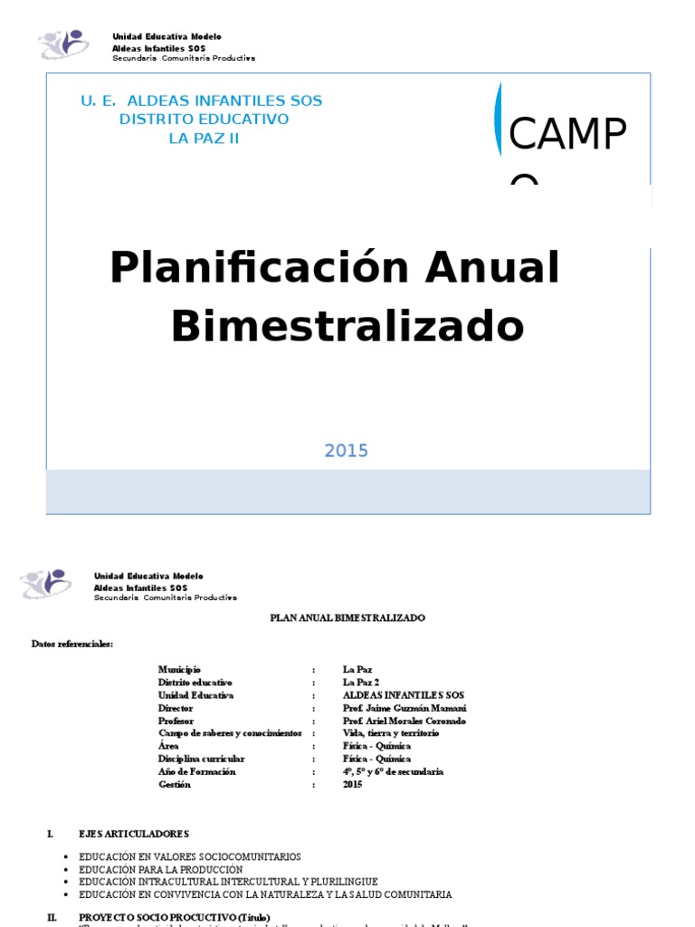 Plan Anual Educativo 2015 | PDF