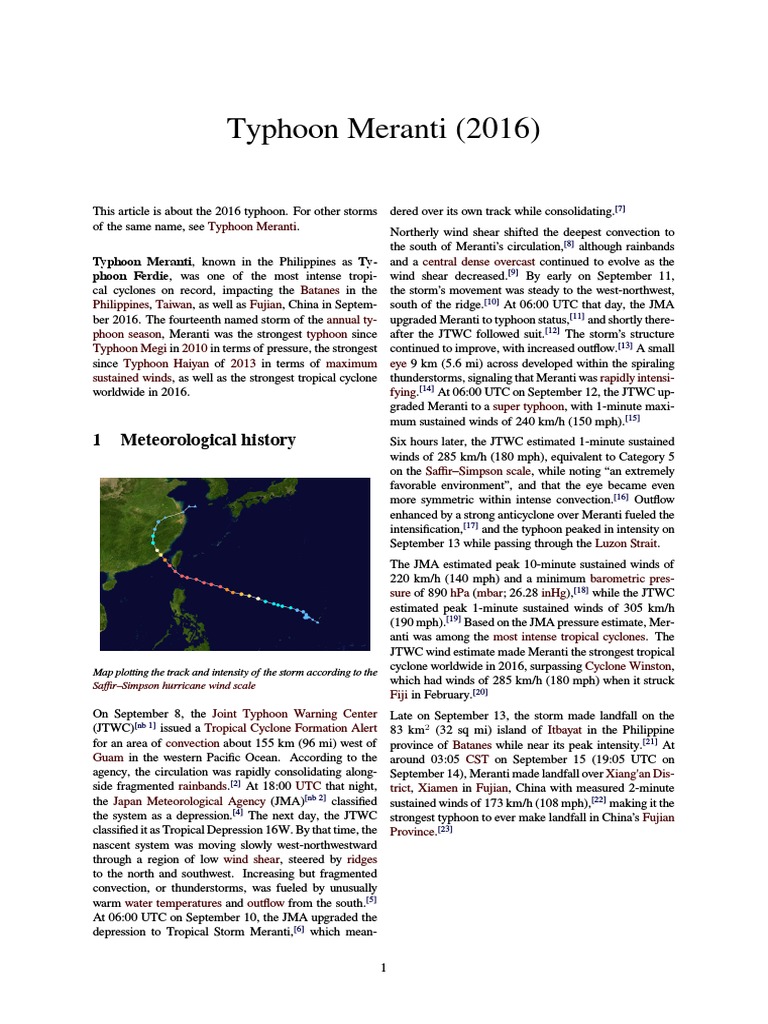 Typhoon Meranti (2016) | PDF