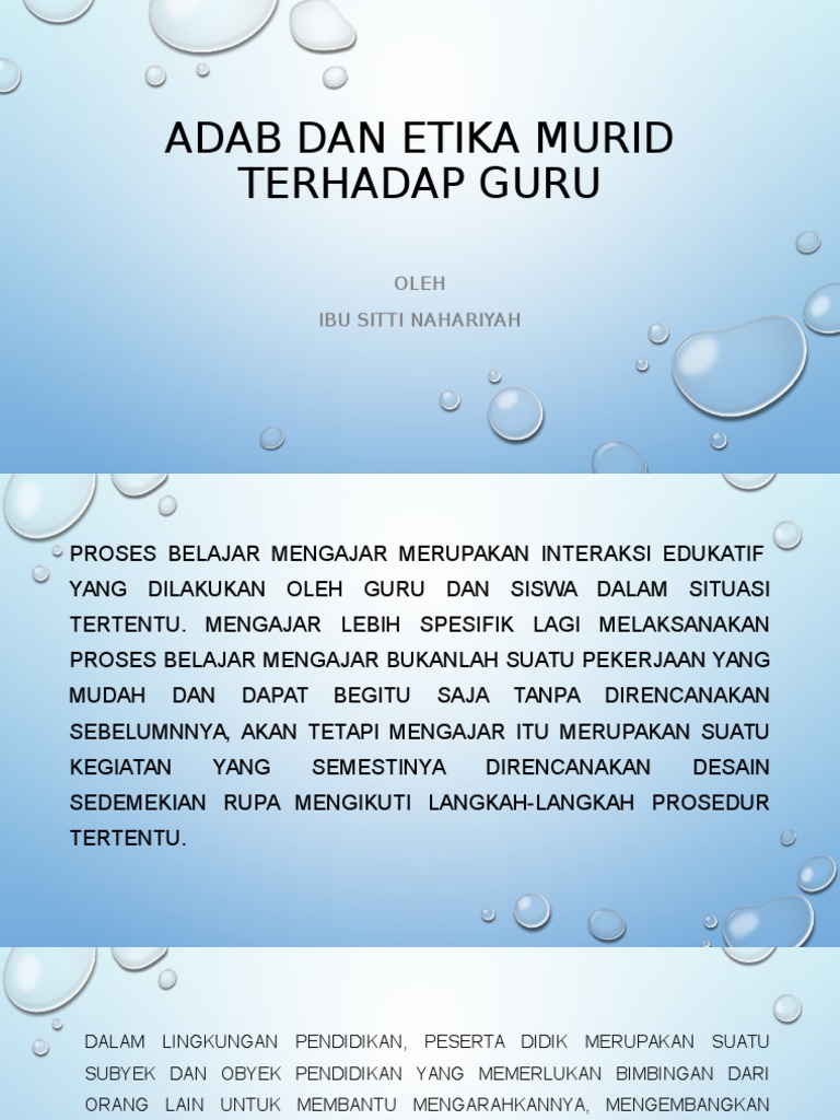 Adab Dan Etika Murid Terhadap Guru | PDF