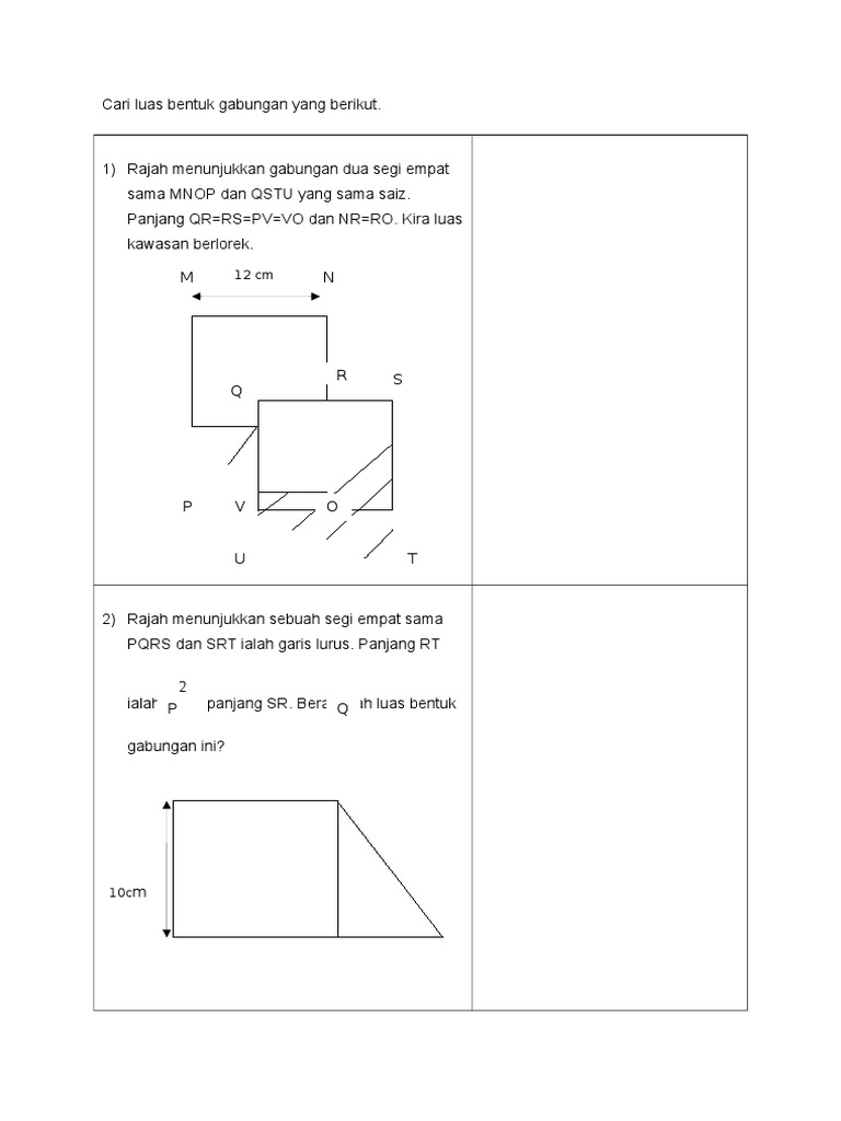 Cari Luas Bentuk Gabungan Yang Berikut | PDF