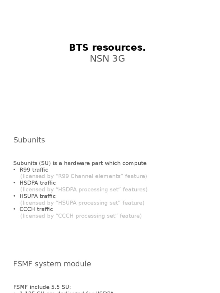 BTS Resources.: NSN 3G | PDF