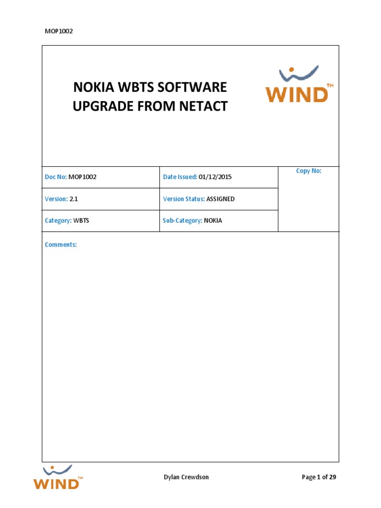 MOP1002 - Nokia WBTS Software Upgrade From Netact PDF | PDF ...