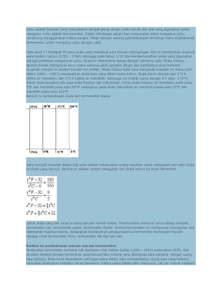 Suhu Adalah Besaran Yang Menyatakan Derajat Panas Dingin Suatu Benda ...