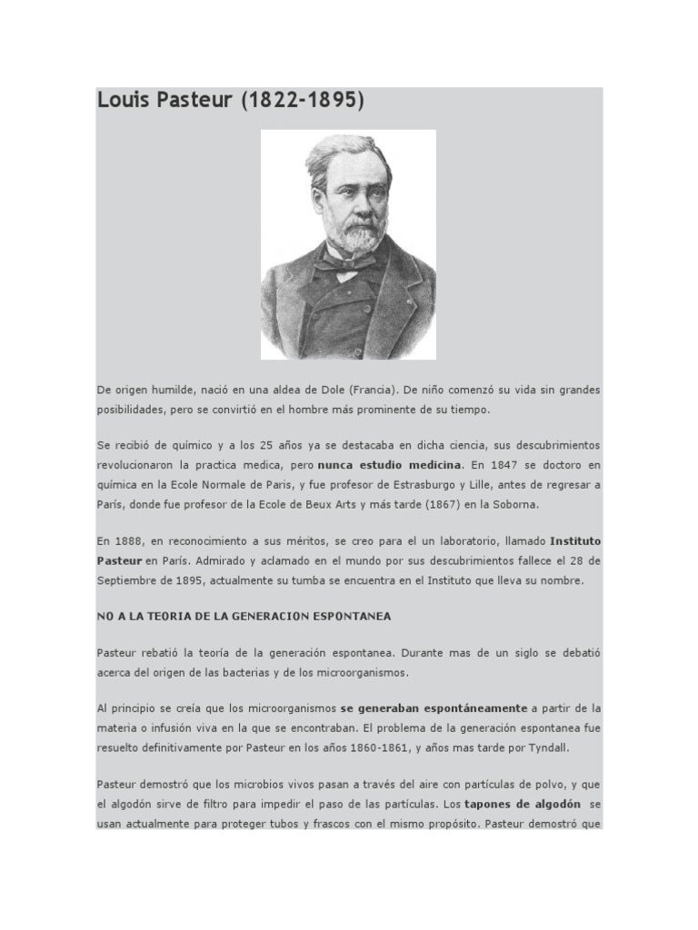 Louis Pasteur | PDF | Luis Pasteur | Microbiología