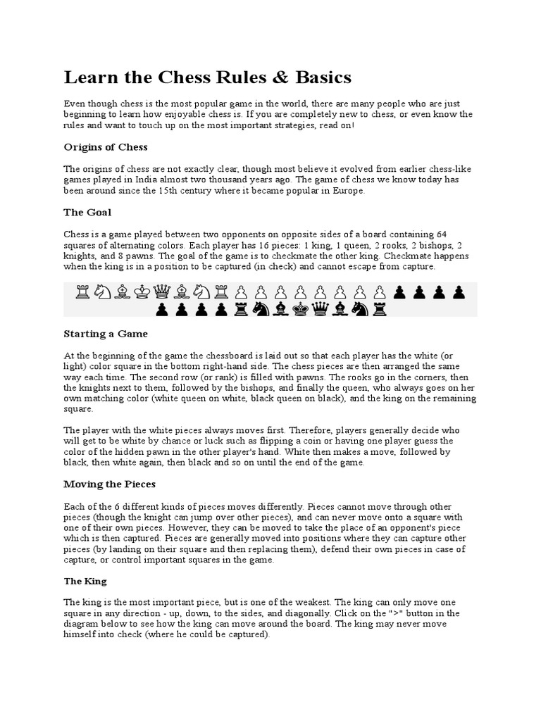 Learn The Chess Rules | PDF | Chess | Gaming