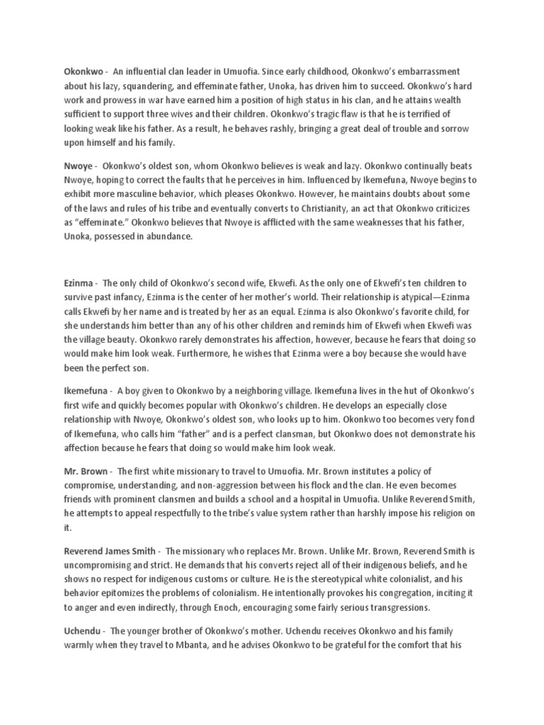 Things Fall Apart Characters PDF | PDF