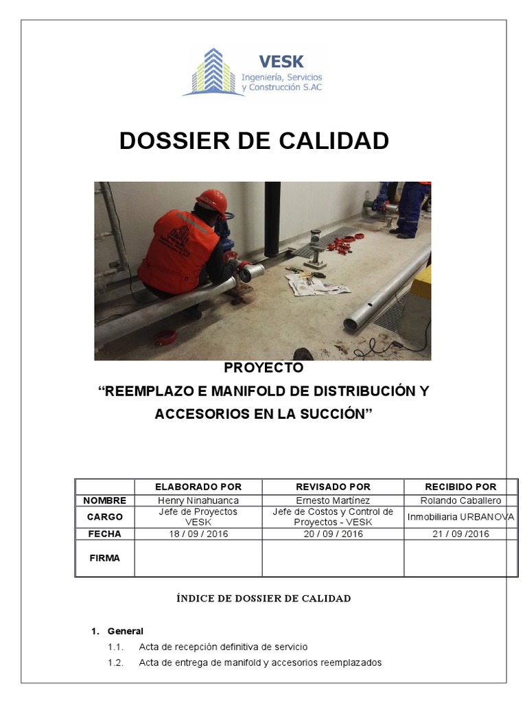 Dossier de Calidad | PDF | Tubería (transporte de fluidos) | Pintar