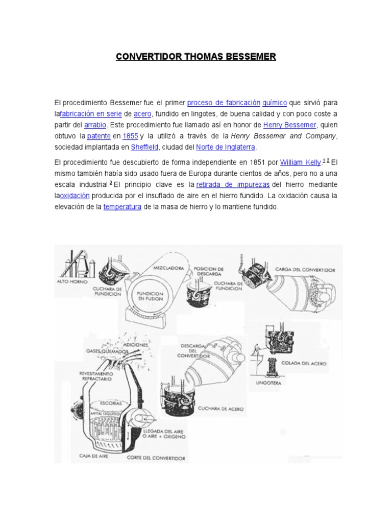Proceso Bessemer en la fabricación de acero | PDF | Arrabio | Hierro