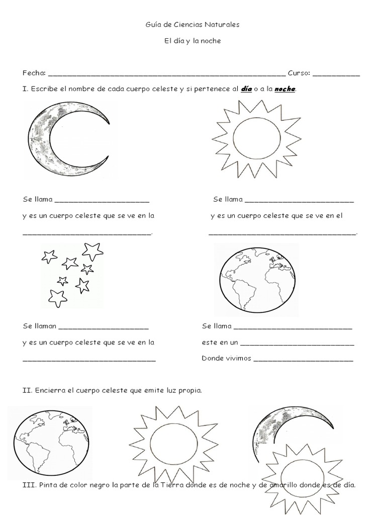 Guía de Ciencias Naturales El Día y La Noche