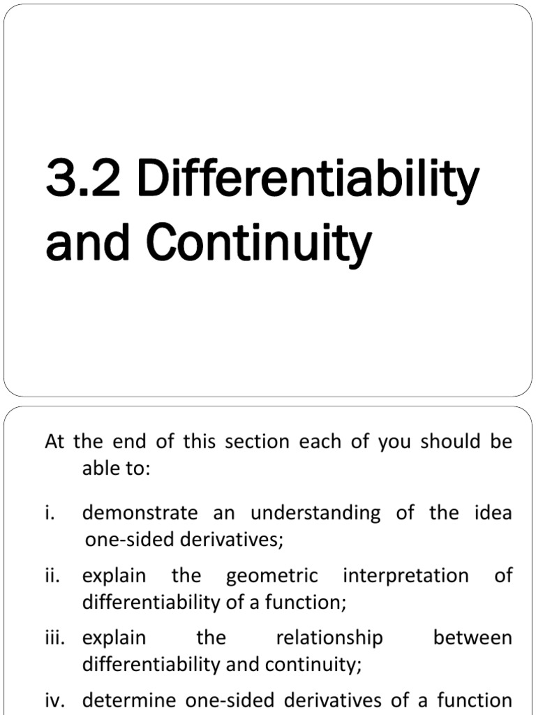 17 Differentiation and Continuity PDF | PDF | Derivative | Continuous ...