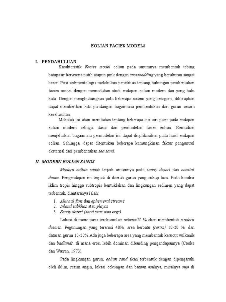 Resume-Eolian Facies Models | PDF