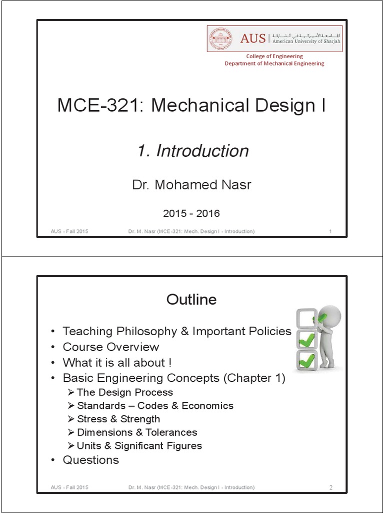 MCE-321: Mechanical Design I: Dr. Mohamed Nasr | PDF | Reliability ...