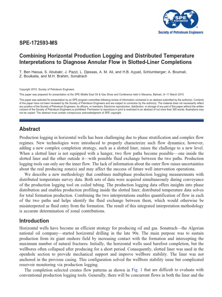 Horizontal PLT With Slotted-Liner Completion To Diagnose Annular Flow ...
