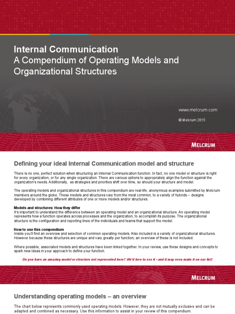 Organizational Structures Compendium - Melcrum | PDF | Organizational ...