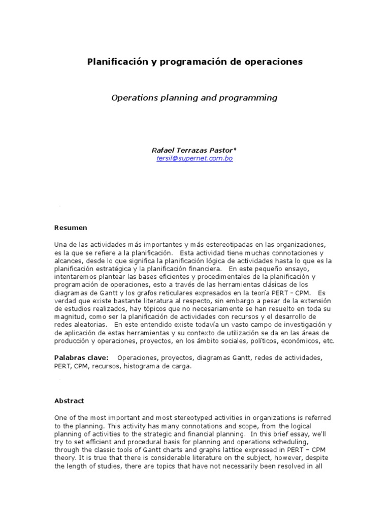 Planificación y Programación de Operaciones | PDF | Heurístico | Planificación