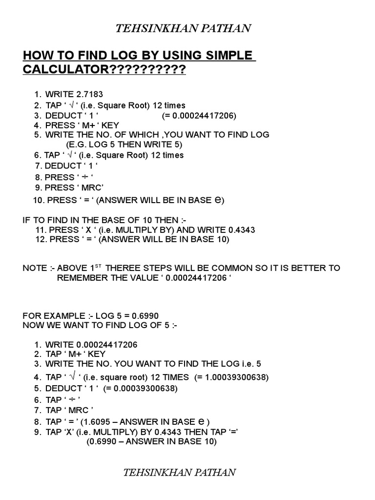 How To Find Log by Using Simple Calculator | PDF | Computers
