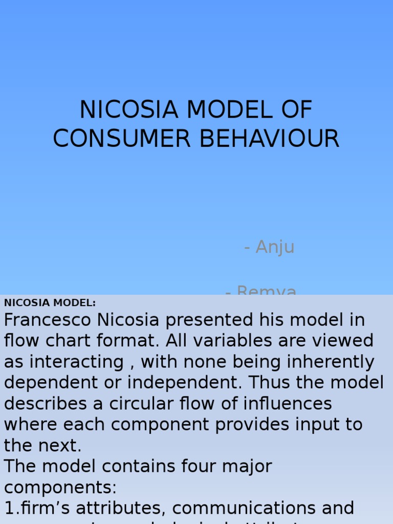 Nicosia Model of Consumer Behaviour: - Anju - Remya | PDF | Social ...
