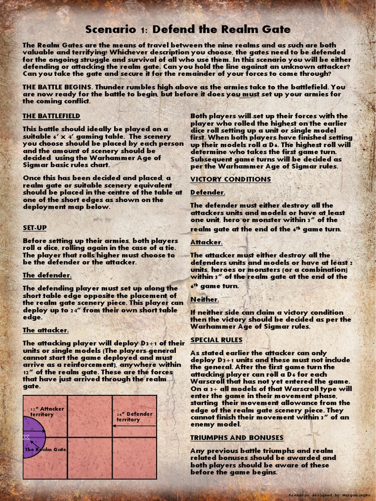 Scenario 1 Defend The Realm Gate | PDF | Gaming | Tabletop Games