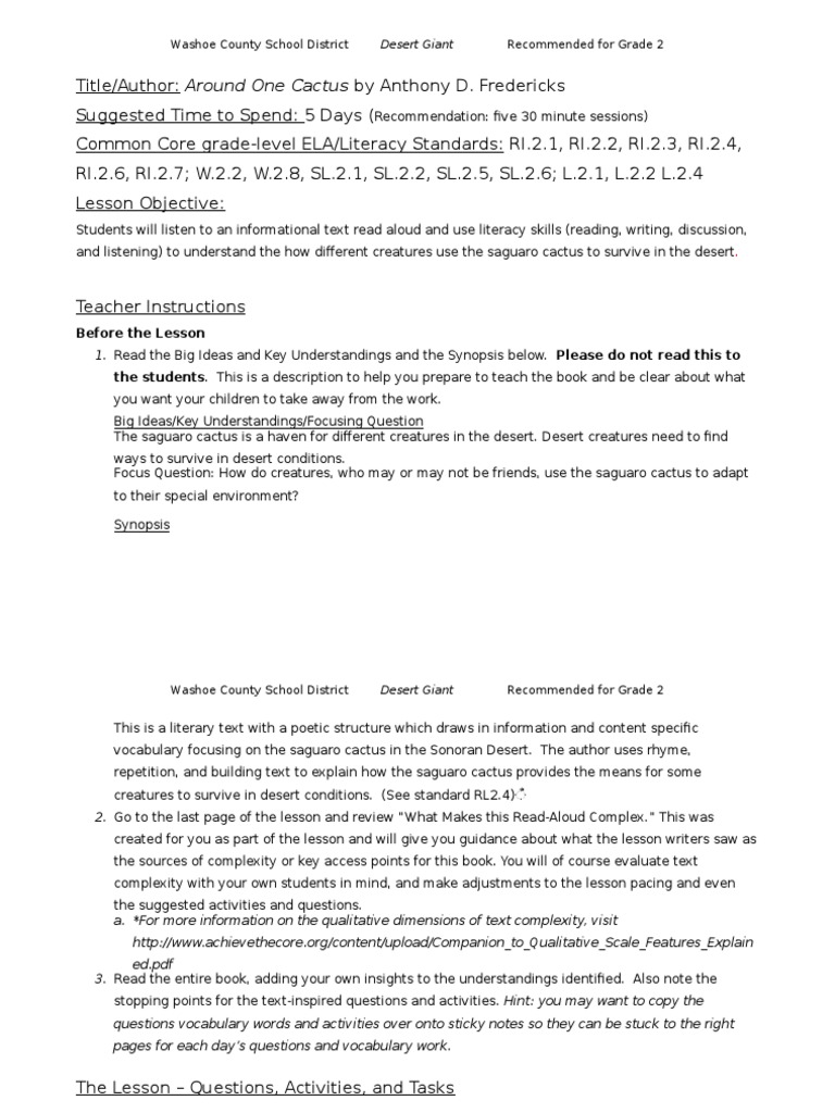 Around One Cactus - Other | PDF | Anthropomorphism | Vocabulary