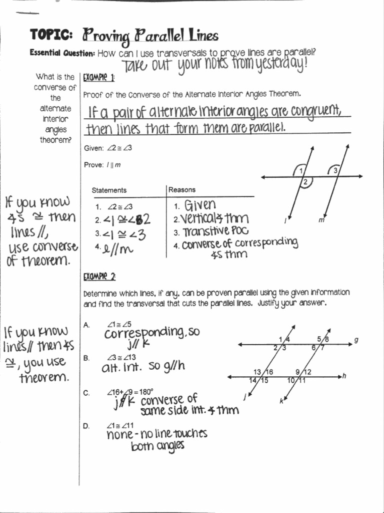 Proving Lines Parallel Notes | PDF