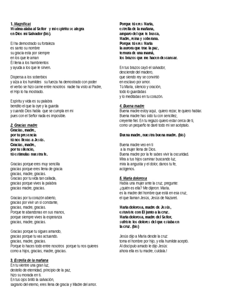 Cantos para Imprimir Nuevo 2015 | PDF | María, madre de Jesús | Oración