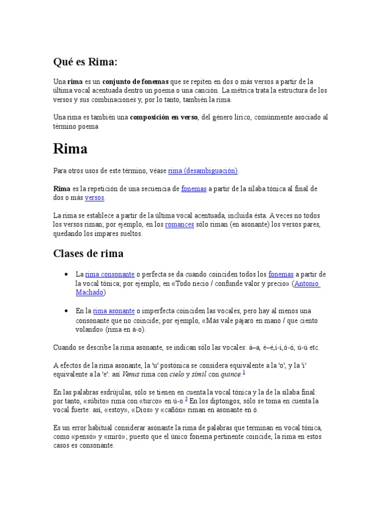 Qué Es Rima | PDF | Rima | Asunto (gramática)