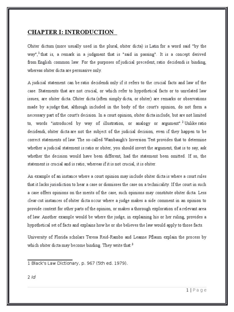 Understanding Obiter Dicta in Law | PDF