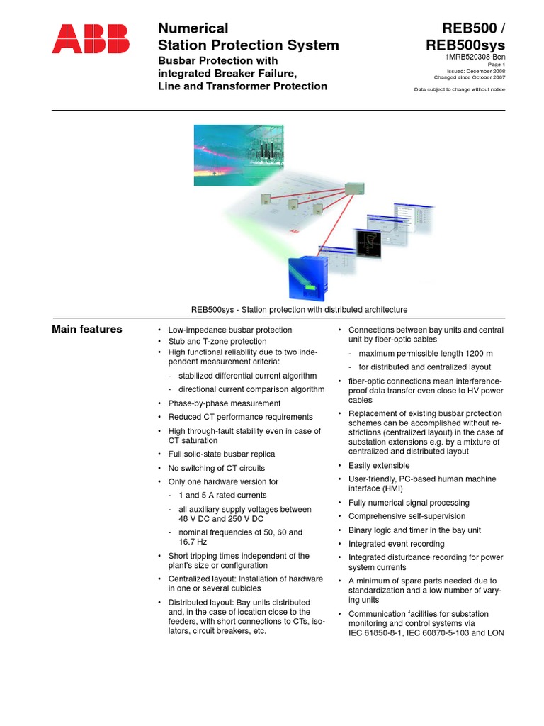 REB500 Manual PDF | PDF | Electric Power System | Electrical Substation