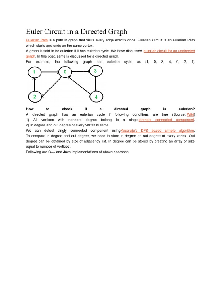 Checking for an Eulerian Cycle in Directed Graphs: Conditions, Algorithms, and Code ...