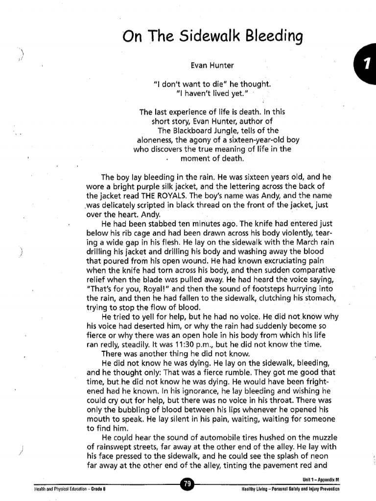 On The Sidewalk Bleeding Story | PDF