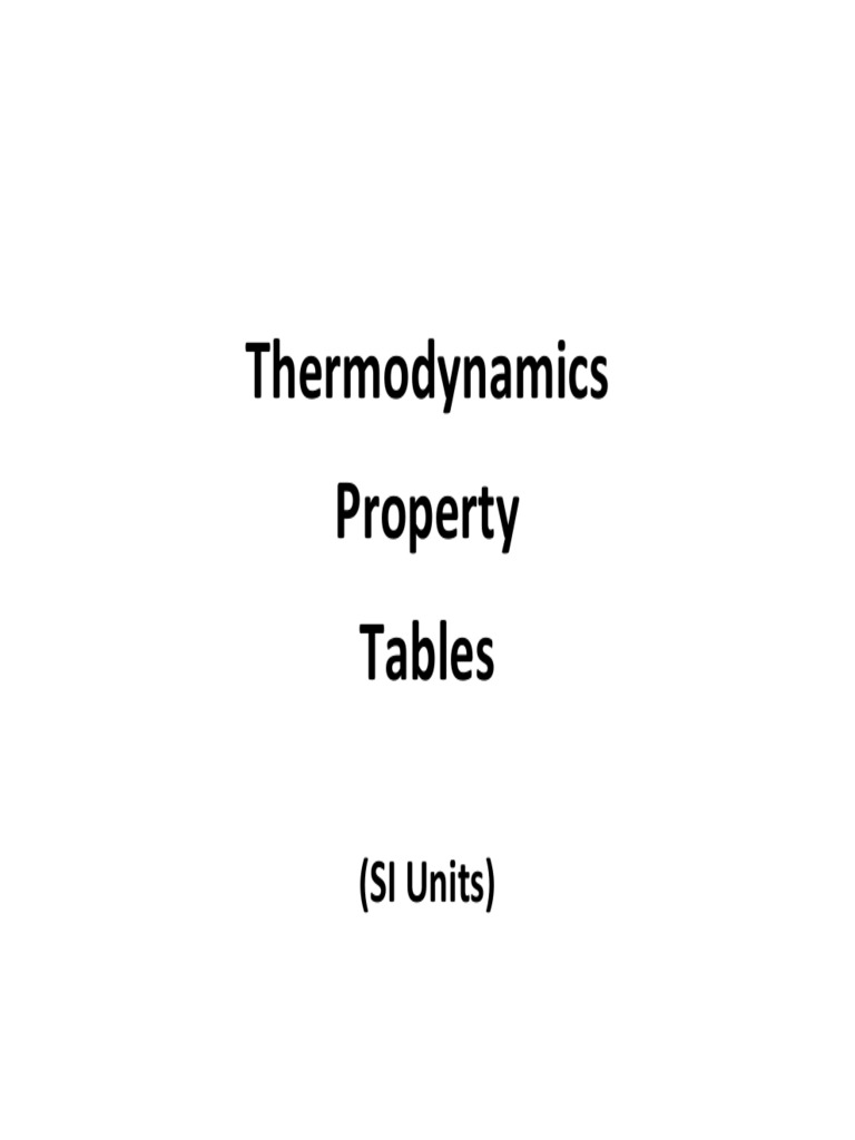 Thermodynamics Property Tables SI | PDF