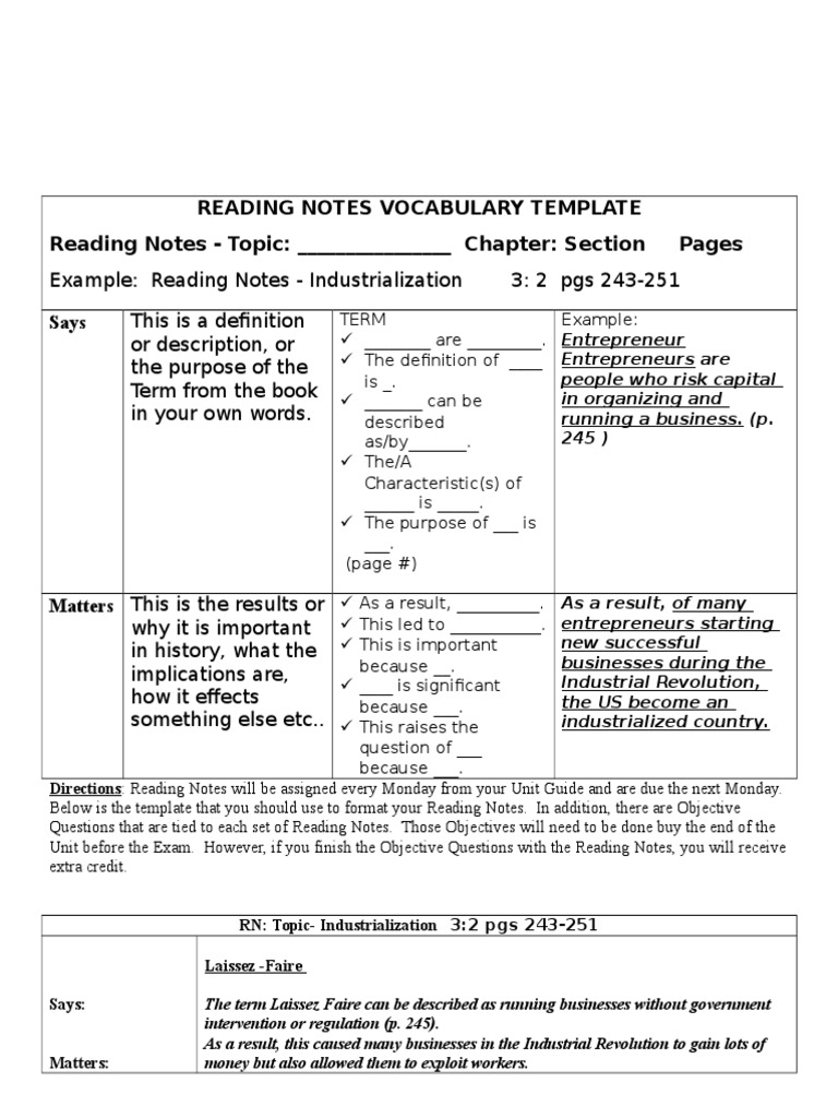Reading Notes Template New | PDF | Economies | Business