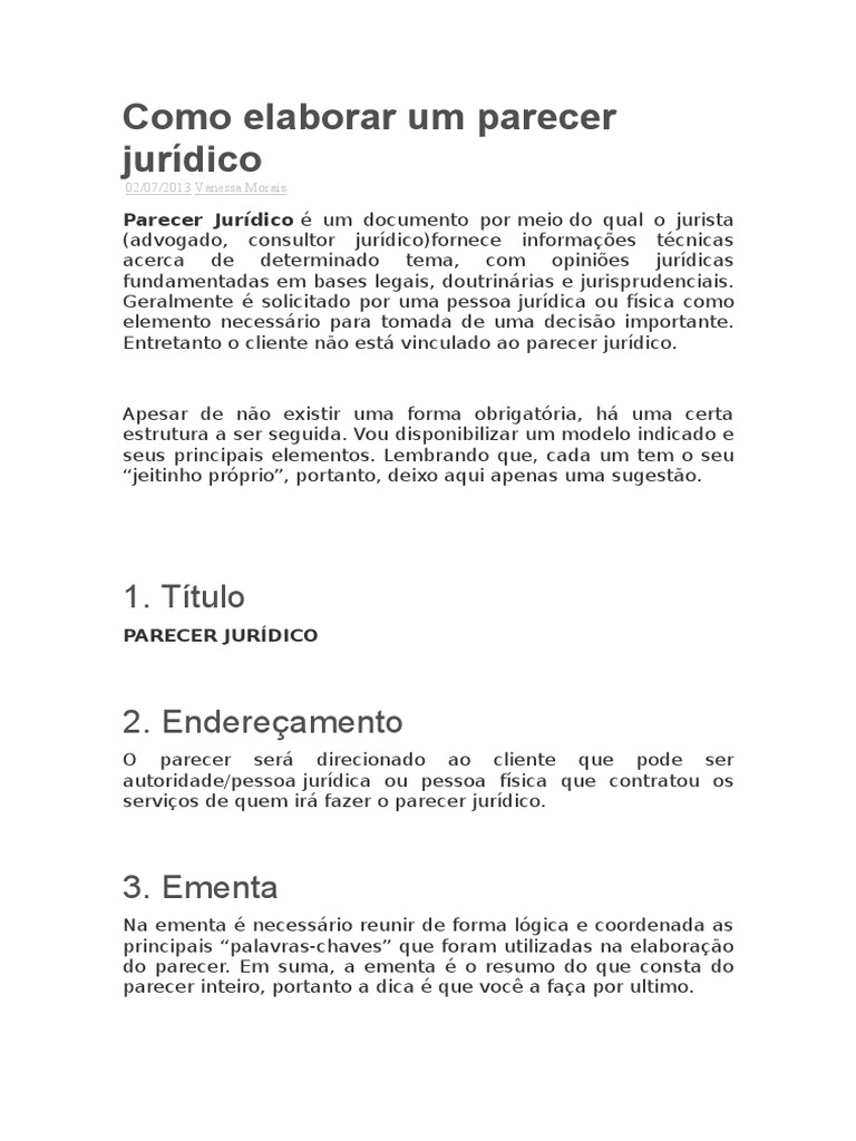 Como Elaborar um Parecer Jurídico | PDF | Física | Justiça
