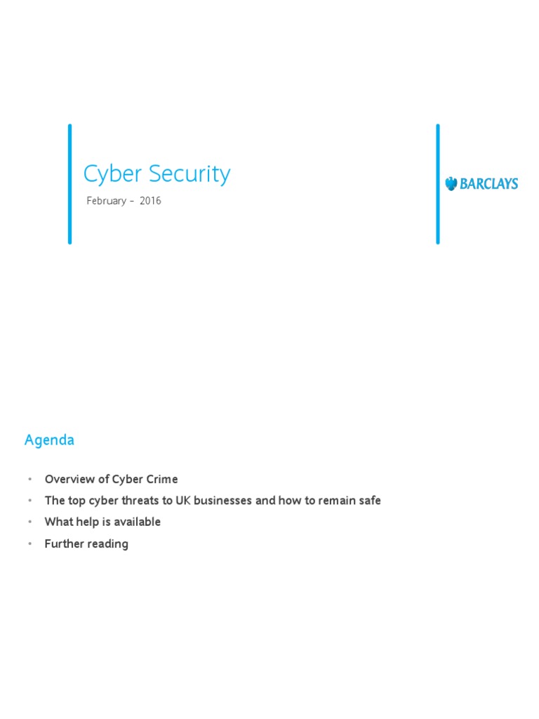 Cyber Security Presentation From Barclays | PDF | Phishing | Computer Security