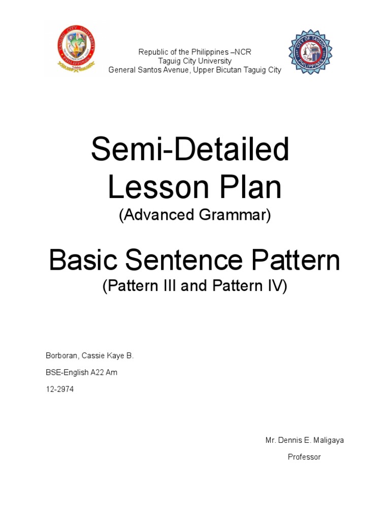 Advanced Grammar Lesson Plan | PDF | Subject (Grammar) | Preposition ...