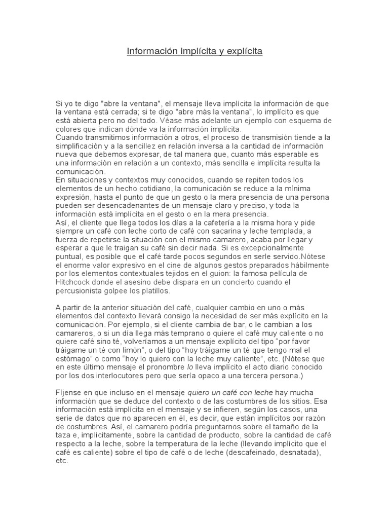 Entendiendo la Información Implícita | PDF | café | Información