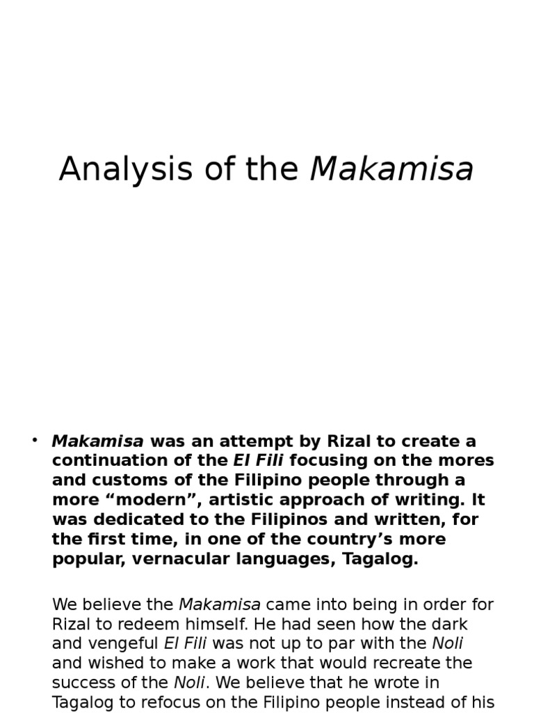 Analysis of Makamisa by Jose Rizal | Languages | Fiction & Literature