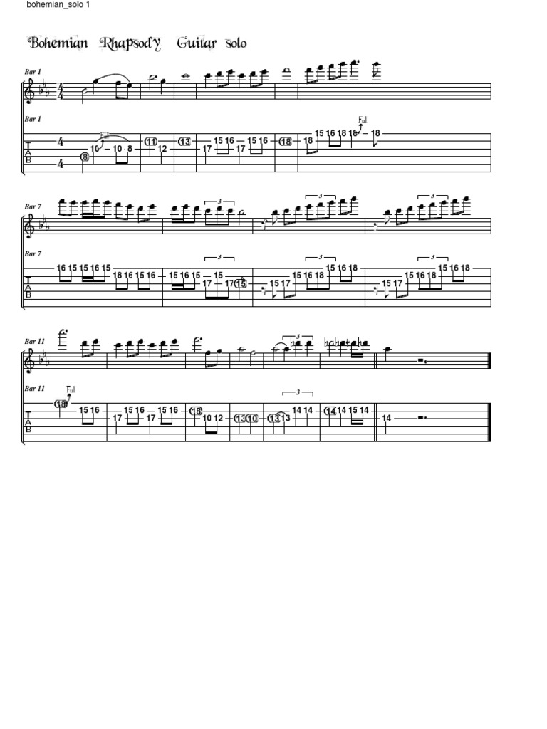Bohemian Rhapsody Guitar Solo | PDF