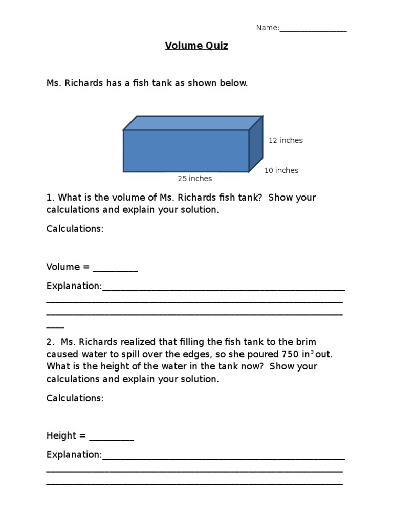Volume Quiz: Name | PDF