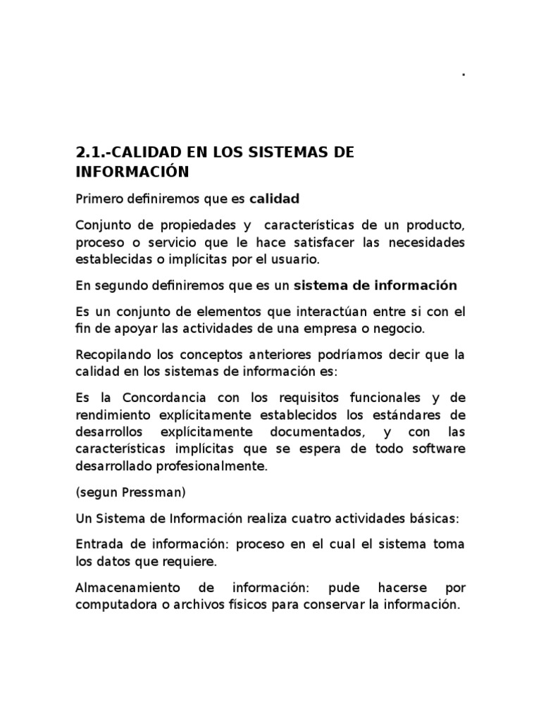 Calidad y Defectos en Sistemas de Información | PDF | Calidad ...