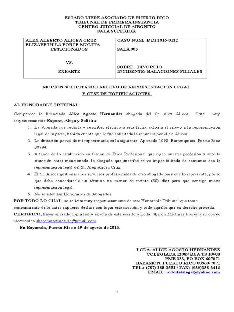 Alex Alicea Relevo de Repre | PDF