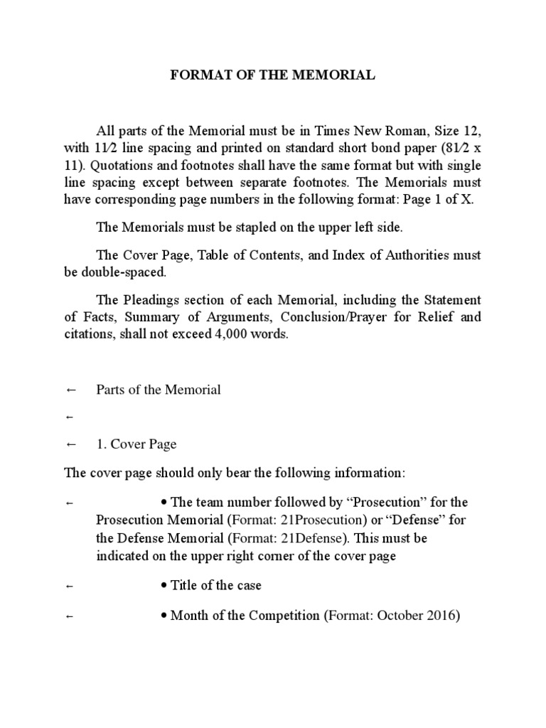 Format of The Memorial | PDF | Citation | Virtue