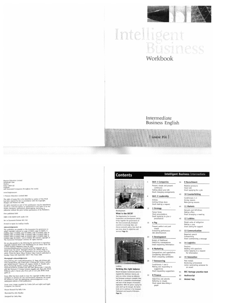 Pearson - Intelligent Business Intermediate Workbook | PDF