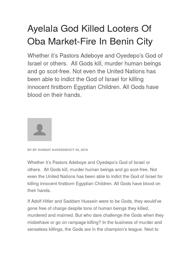 Ayelala God Killed Looters of Oba Market | PDF | Crime Thriller ...