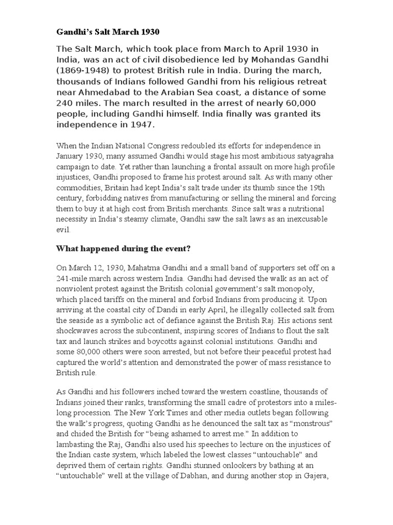 Gandhis Salt March 1930 | PDF | Mahatma Gandhi | British Raj